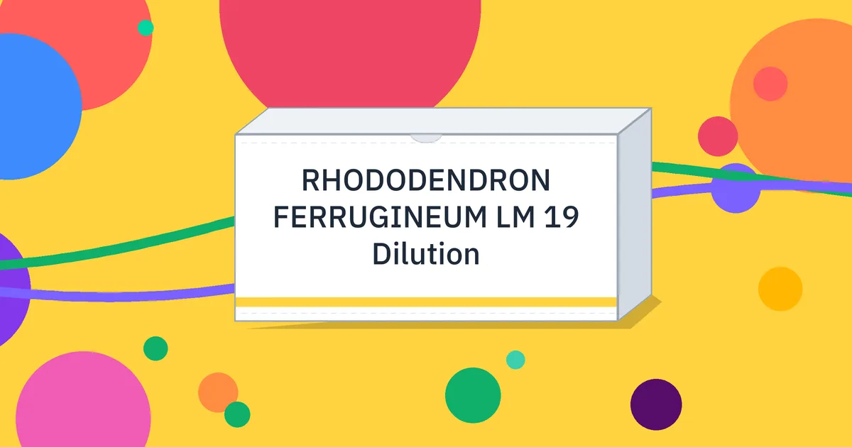 Symbolbild: Packung mit der Aufschrift RHODODENDRON FERRUGINEUM LM 19 Dilution (PZN 13051401) – Verfügbarkeit und Bezug in Apotheken in Frankfurt am Main