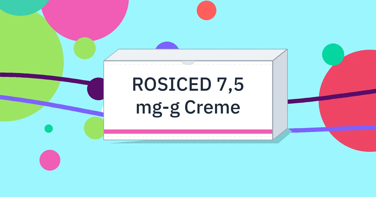 Symbolbild: Packung mit der Aufschrift ROSICED 7,5 mg-g Creme (PZN 03567463) – Verfügbarkeit und Bezug in Apotheken in Frankfurt am Main