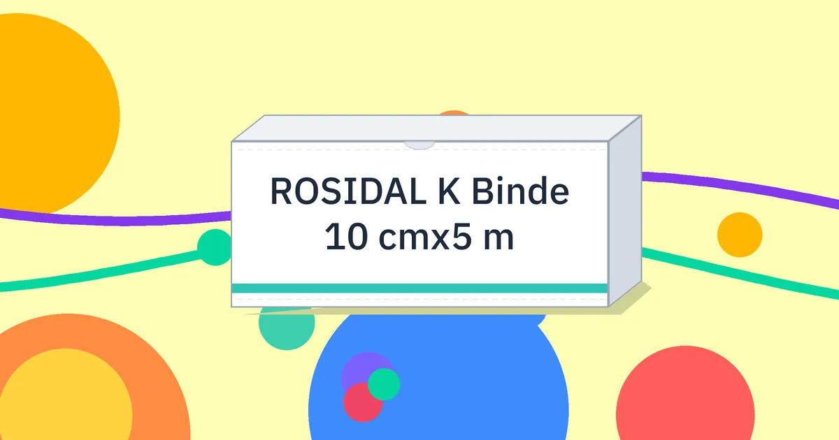 Symbolbild: Packung mit der Aufschrift ROSIDAL K Binde 10 cmx5 m (PZN 16328406) – Verfügbarkeit und Bezug in Apotheken in Frankfurt am Main