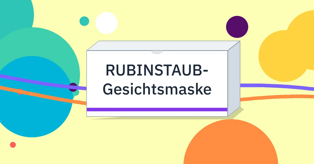 Symbolbild: Packung mit der Aufschrift RUBINSTAUB-Gesichtsmaske (PZN 19734199) – Verfügbarkeit und Bezug in Apotheken in Frankfurt am Main