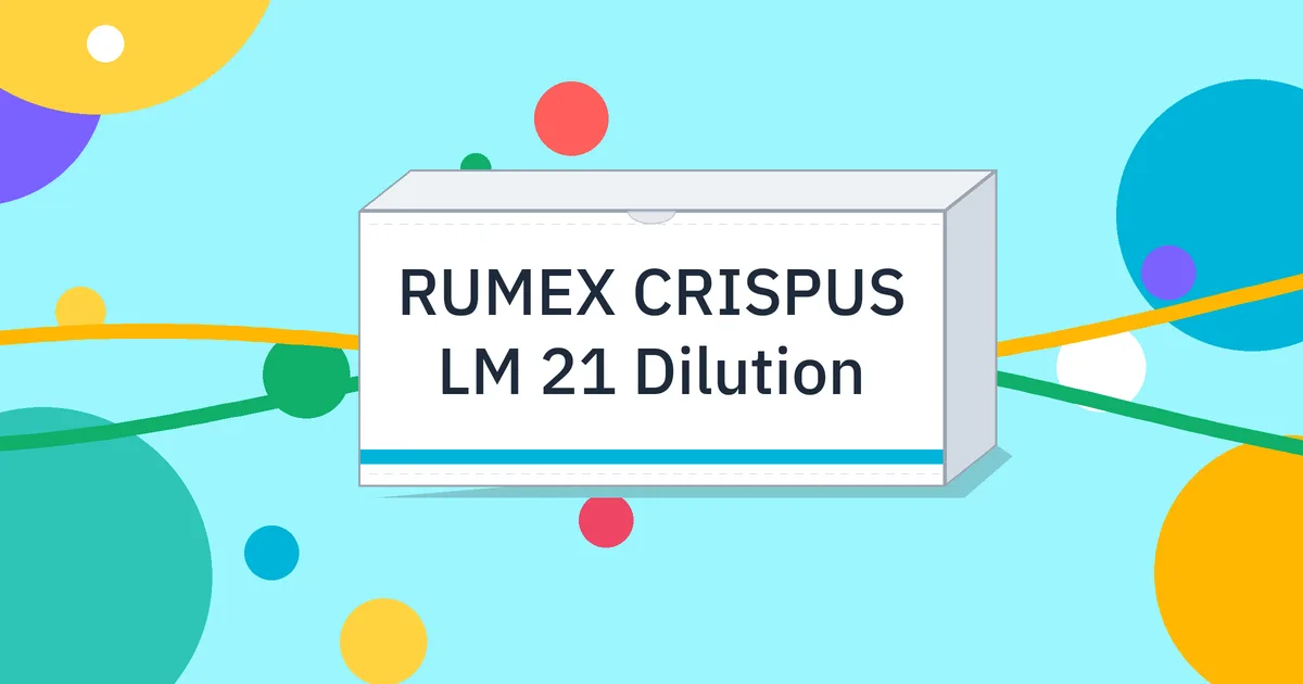 Symbolbild: Packung mit der Aufschrift RUMEX CRISPUS LM 21 Dilution (PZN 13172872) – Verfügbarkeit und Bezug in Apotheken in Frankfurt am Main