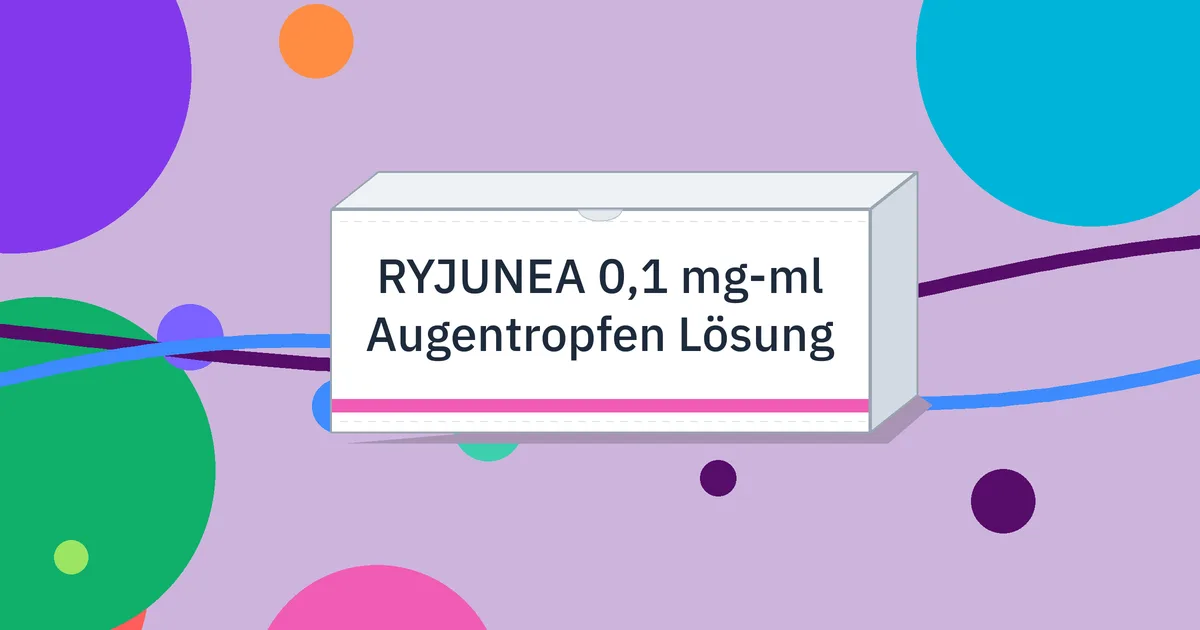 Symbolbild: Packung mit der Aufschrift RYJUNEA 0,1 mg-ml Augentropfen Lösung (PZN 20687714) – Verfügbarkeit und Bezug in Apotheken in Frankfurt am Main