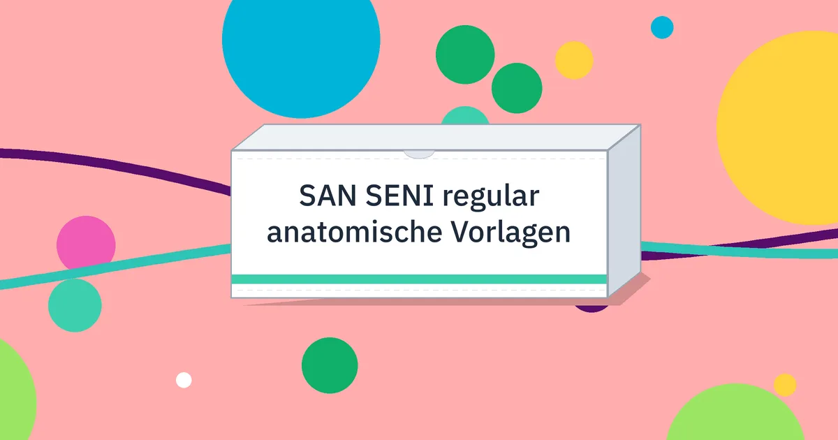 Symbolbild: Packung mit der Aufschrift SAN SENI regular anatomische Vorlagen (PZN 07385109) – Verfügbarkeit und Bezug in Apotheken in Frankfurt am Main
