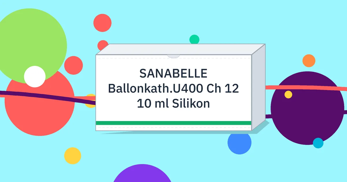 Symbolbild: Packung mit der Aufschrift SANABELLE Ballonkath.U400 Ch 12 10 ml Silikon (PZN 06086439) – Verfügbarkeit und Bezug in Apotheken in Frankfurt am Main