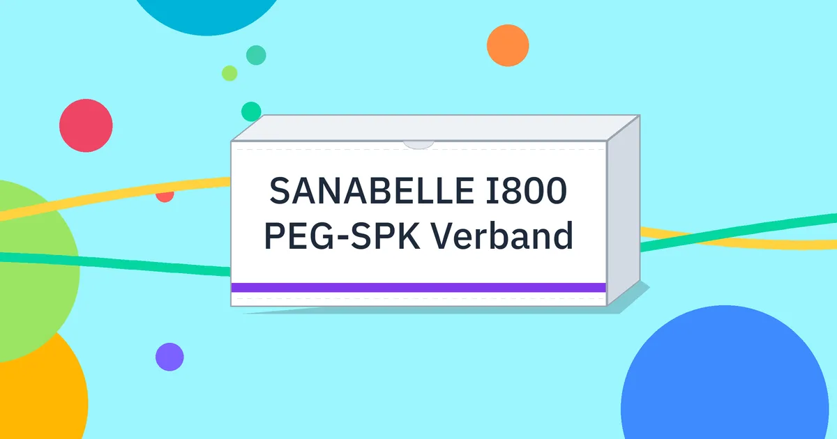 Symbolbild: Packung mit der Aufschrift SANABELLE I800 PEG-SPK Verband (PZN 11585966) – Verfügbarkeit und Bezug in Apotheken in Frankfurt am Main