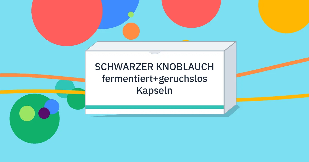 Symbolbild: Packung mit der Aufschrift SCHWARZER KNOBLAUCH fermentiert+geruchslos Kapseln (PZN 17448495) – Verfügbarkeit und Bezug in Apotheken in Frankfurt am Main