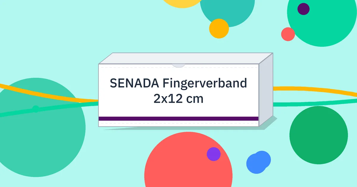 Symbolbild: Packung mit der Aufschrift SENADA Fingerverband 2x12 cm (PZN 17878971) – Verfügbarkeit und Bezug in Apotheken in Frankfurt am Main
