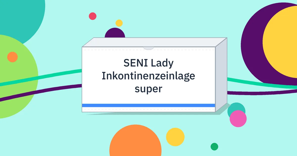 Symbolbild: Packung mit der Aufschrift SENI Lady Inkontinenzeinlage super (PZN 20322390) – Verfügbarkeit und Bezug in Apotheken in Frankfurt am Main