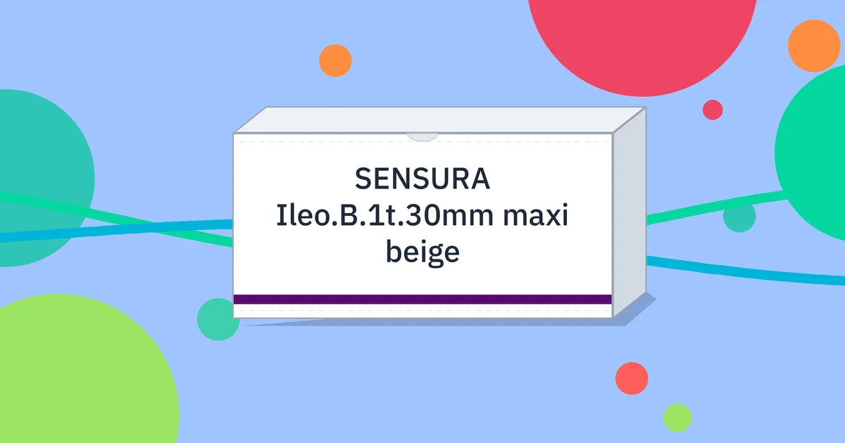 Symbolbild: Packung mit der Aufschrift SENSURA Ileo.B.1t.30mm maxi beige (PZN 03036027) – Verfügbarkeit und Bezug in Apotheken in Frankfurt am Main