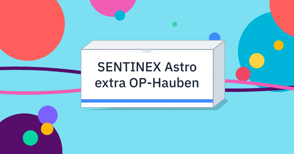 Symbolbild: Packung mit der Aufschrift SENTINEX Astro extra OP-Hauben (PZN 04216234) – Verfügbarkeit und Bezug in Apotheken in Frankfurt am Main