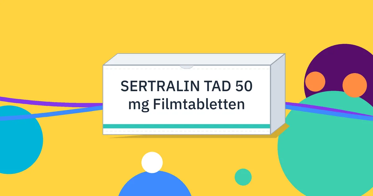 Symbolbild: Packung mit der Aufschrift SERTRALIN TAD 50 mg Filmtabletten (PZN 16804172) – Verfügbarkeit und Bezug in Apotheken in Frankfurt am Main