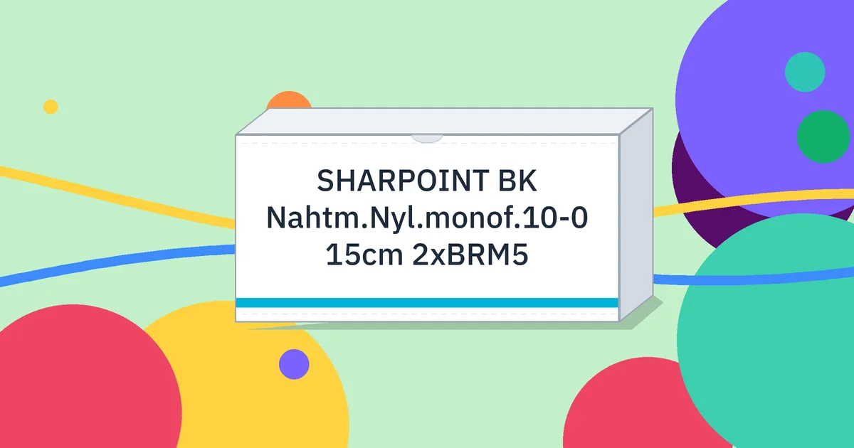 Symbolbild: Packung mit der Aufschrift SHARPOINT BK Nahtm.Nyl.monof.10-0 15cm 2xBRM5 (PZN 17983774) – Verfügbarkeit und Bezug in Apotheken in Frankfurt am Main