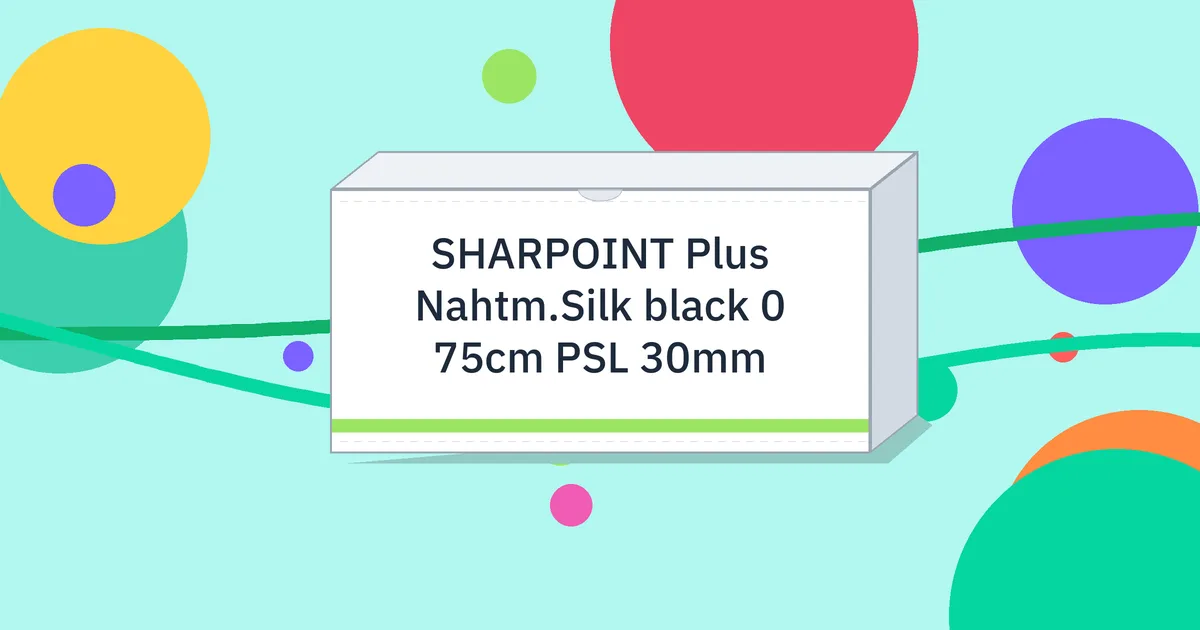 Symbolbild: Packung mit der Aufschrift SHARPOINT Plus Nahtm.Silk black 0 75cm PSL 30mm (PZN 17994967) – Verfügbarkeit und Bezug in Apotheken in Frankfurt am Main