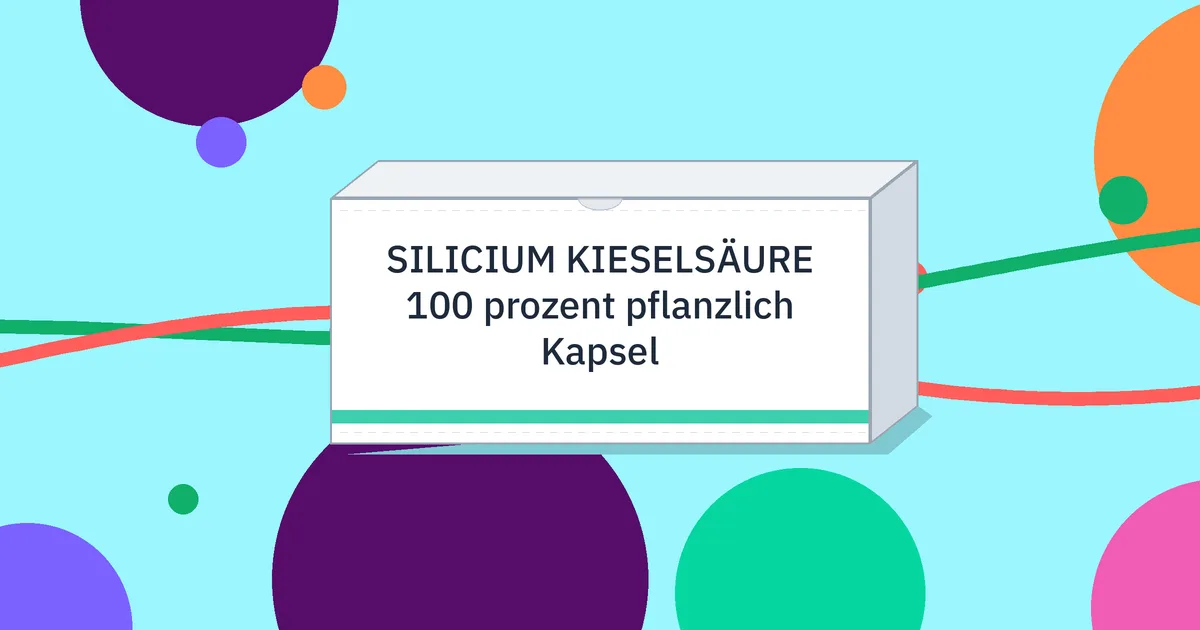 Symbolbild: Packung mit der Aufschrift SILICIUM KIESELSÄURE 100 prozent pflanzlich Kapsel (PZN 18174835) – Verfügbarkeit und Bezug in Apotheken in Frankfurt am Main