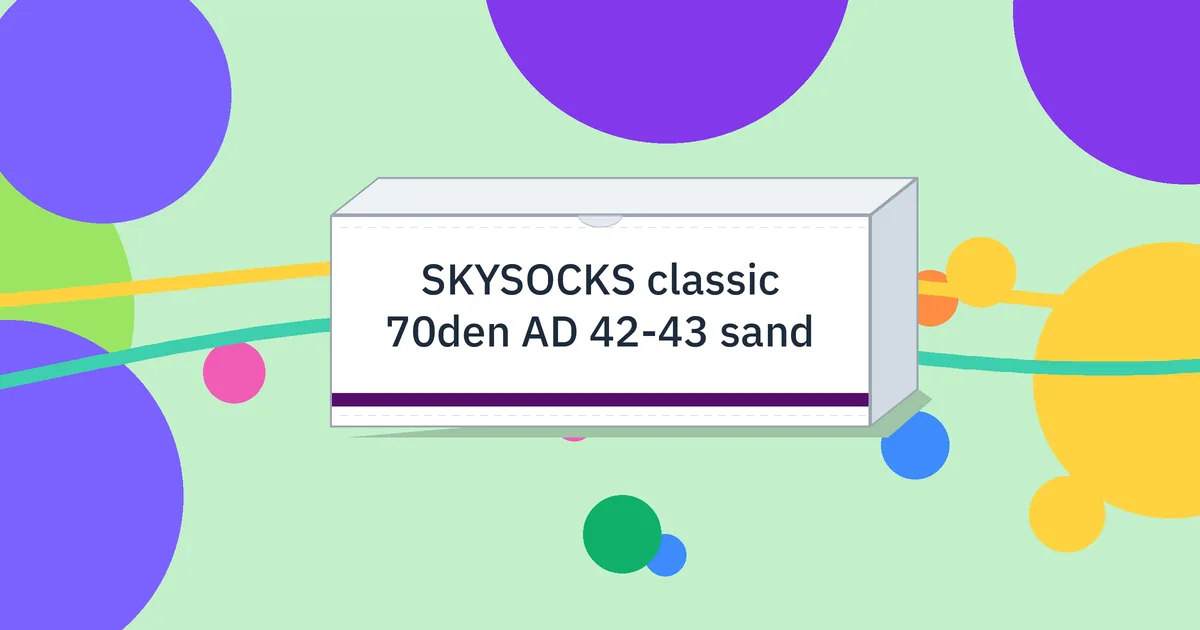 Symbolbild: Packung mit der Aufschrift SKYSOCKS classic 70den AD 42-43 sand (PZN 18664077) – Verfügbarkeit und Bezug in Apotheken in Frankfurt am Main