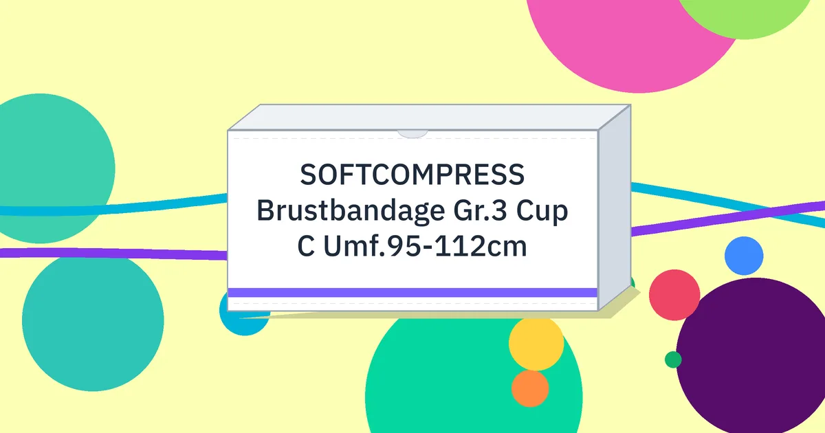 Symbolbild: Packung mit der Aufschrift SOFTCOMPRESS Brustbandage Gr.3 Cup C Umf.95-112cm (PZN 13505871) – Verfügbarkeit und Bezug in Apotheken in Frankfurt am Main