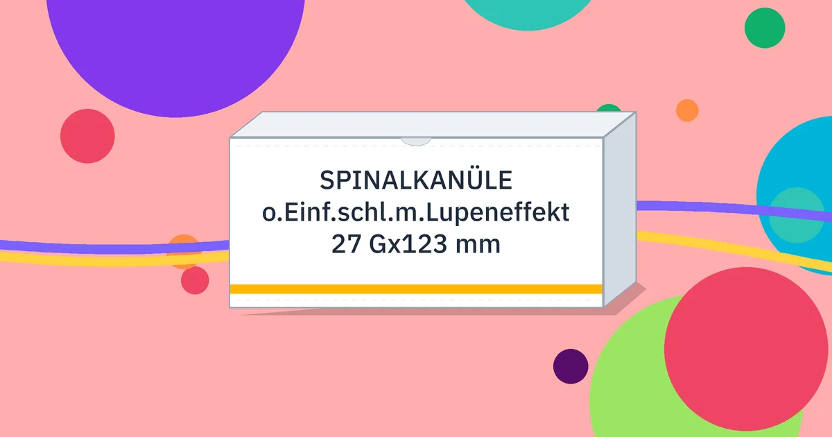 Symbolbild: Packung mit der Aufschrift SPINALKANÜLE o.Einf.schl.m.Lupeneffekt 27 Gx123 mm (PZN 03949845) – Verfügbarkeit und Bezug in Apotheken in Frankfurt am Main