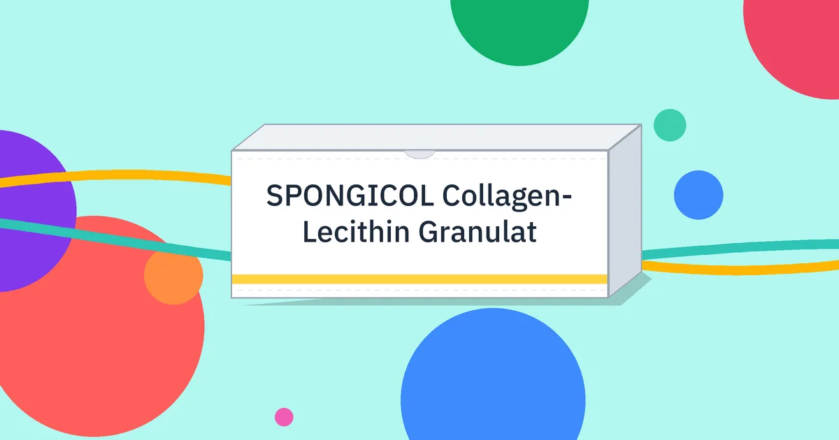 Symbolbild: Packung mit der Aufschrift SPONGICOL Collagen-Lecithin Granulat (PZN 02173093) – Verfügbarkeit und Bezug in Apotheken in Frankfurt am Main