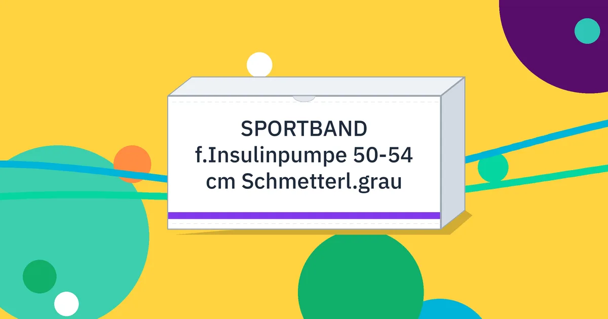 Symbolbild: Packung mit der Aufschrift SPORTBAND f.Insulinpumpe 50-54 cm Schmetterl.grau (PZN 13916315) – Verfügbarkeit und Bezug in Apotheken in Frankfurt am Main