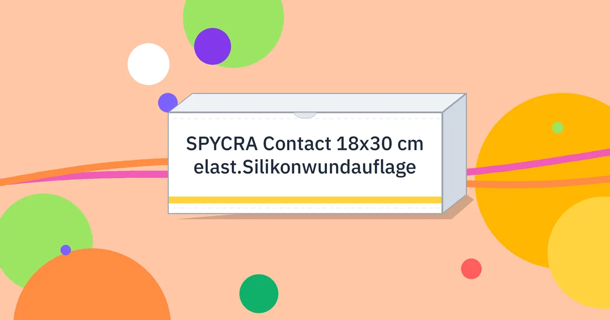 Symbolbild: Packung mit der Aufschrift SPYCRA Contact 18x30 cm elast.Silikonwundauflage (PZN 18038138) – Verfügbarkeit und Bezug in Apotheken in Frankfurt am Main