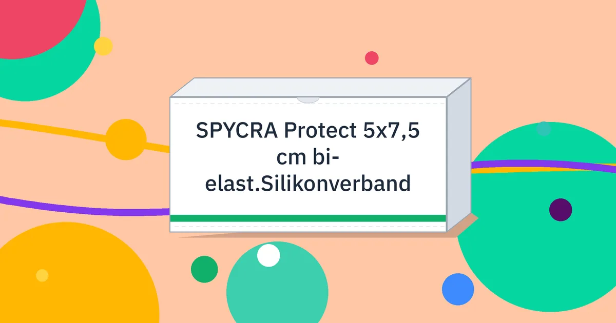 Symbolbild: Packung mit der Aufschrift SPYCRA Protect 5x7,5 cm bi-elast.Silikonverband (PZN 18038196) – Verfügbarkeit und Bezug in Apotheken in Frankfurt am Main
