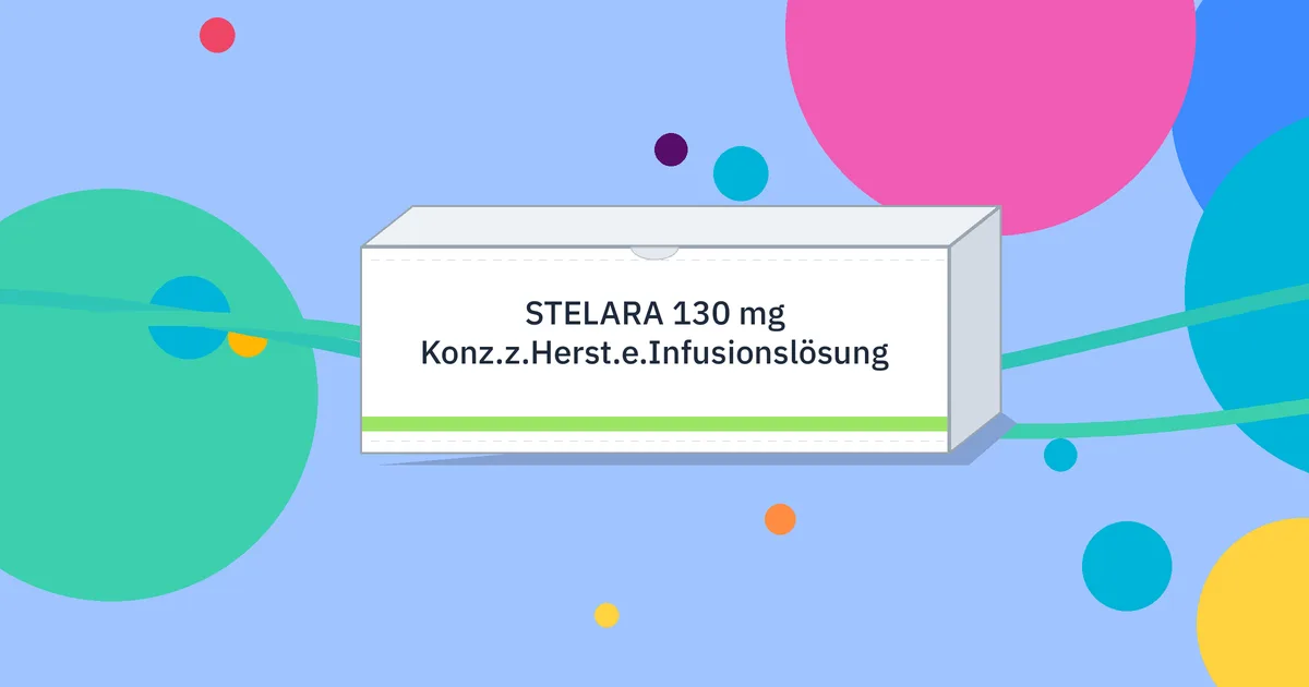 Symbolbild: Packung mit der Aufschrift STELARA 130 mg Konz.z.Herst.e.Infusionslösung (PZN 11721837) – Verfügbarkeit und Bezug in Apotheken in Frankfurt am Main
