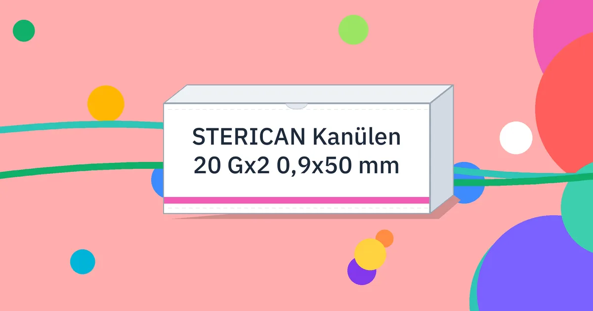 Symbolbild: Packung mit der Aufschrift STERICAN Kanülen 20 Gx2 0,9x50 mm (PZN 01105391) – Verfügbarkeit und Bezug in Apotheken in Frankfurt am Main