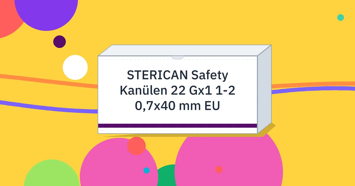 Symbolbild: Packung mit der Aufschrift STERICAN Safety Kanülen 22 Gx1 1-2 0,7x40 mm EU (PZN 15746478) – Verfügbarkeit und Bezug in Apotheken in Frankfurt am Main