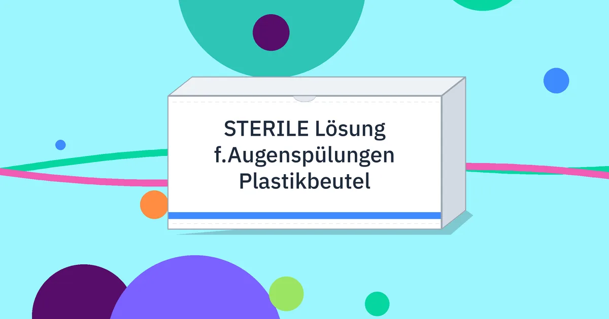 Symbolbild: Packung mit der Aufschrift STERILE Lösung f.Augenspülungen Plastikbeutel (PZN 04233020) – Verfügbarkeit und Bezug in Apotheken in Frankfurt am Main