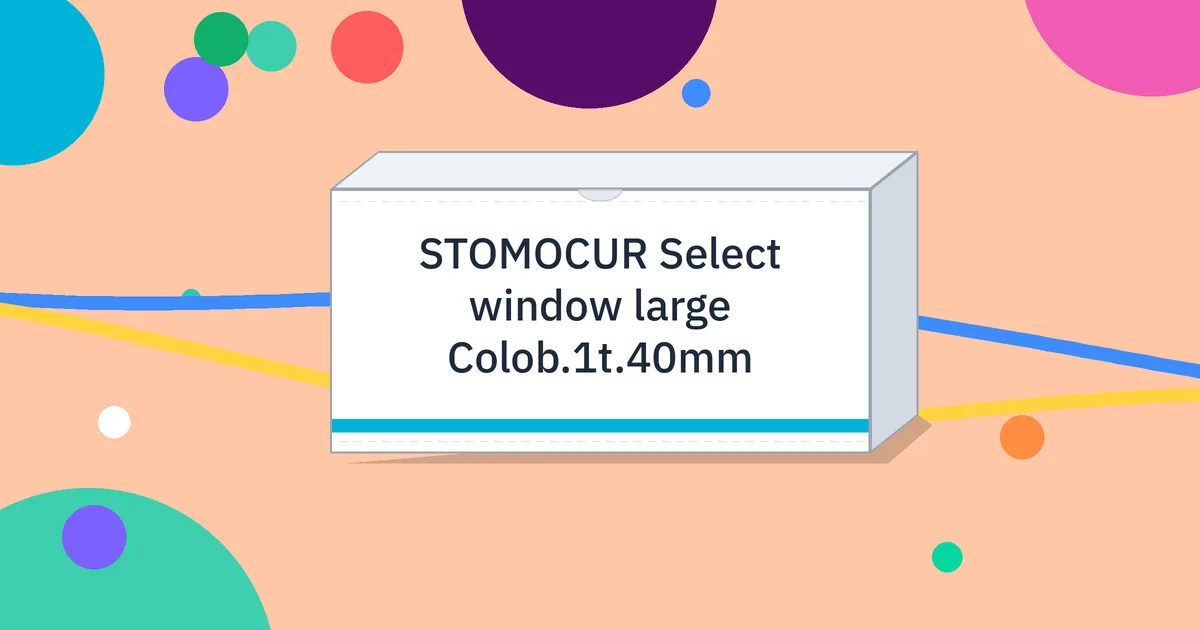 Symbolbild: Packung mit der Aufschrift STOMOCUR Select window large Colob.1t.40mm (PZN 10557896) – Verfügbarkeit und Bezug in Apotheken in Frankfurt am Main