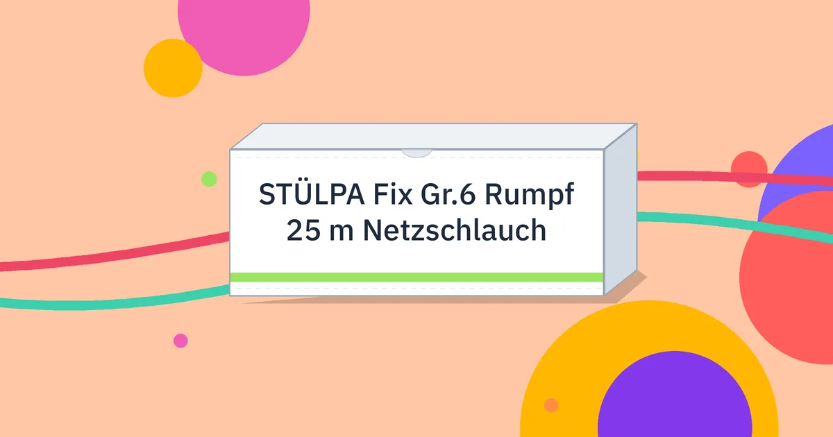 Symbolbild: Packung mit der Aufschrift STÜLPA Fix Gr.6 Rumpf 25 m Netzschlauch (PZN 12578371) – Verfügbarkeit und Bezug in Apotheken in Frankfurt am Main