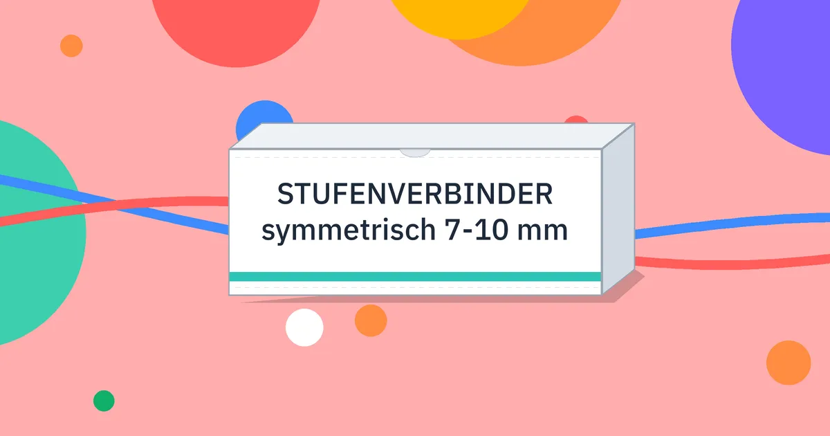 Symbolbild: Packung mit der Aufschrift STUFENVERBINDER symmetrisch 7-10 mm (PZN 00936546) – Verfügbarkeit und Bezug in Apotheken in Frankfurt am Main