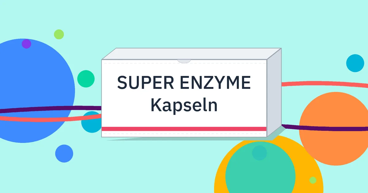 Symbolbild: Packung mit der Aufschrift SUPER ENZYME Kapseln (PZN 02223017) – Verfügbarkeit und Bezug in Apotheken in Frankfurt am Main