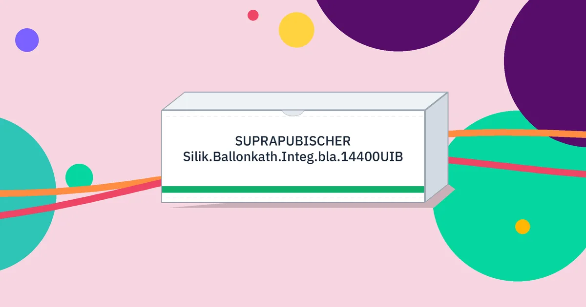 Symbolbild: Packung mit der Aufschrift SUPRAPUBISCHER Silik.Ballonkath.Integ.bla.14400UIB (PZN 07652898) – Verfügbarkeit und Bezug in Apotheken in Frankfurt am Main
