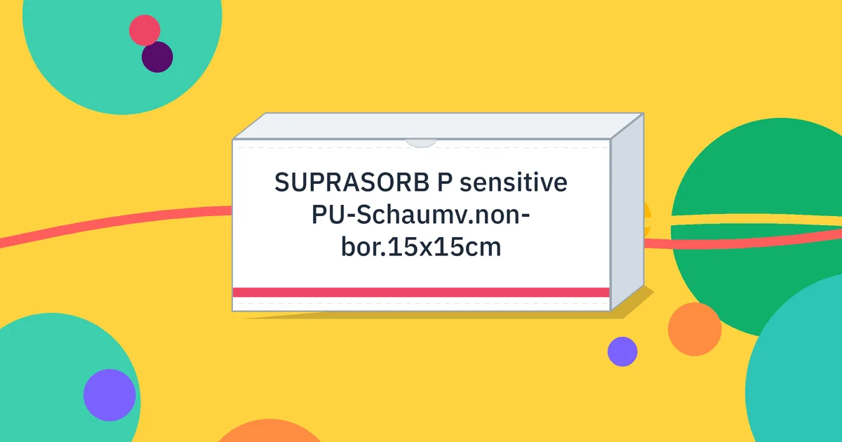 Symbolbild: Packung mit der Aufschrift SUPRASORB P sensitive PU-Schaumv.non-bor.15x15cm (PZN 16259160) – Verfügbarkeit und Bezug in Apotheken in Frankfurt am Main