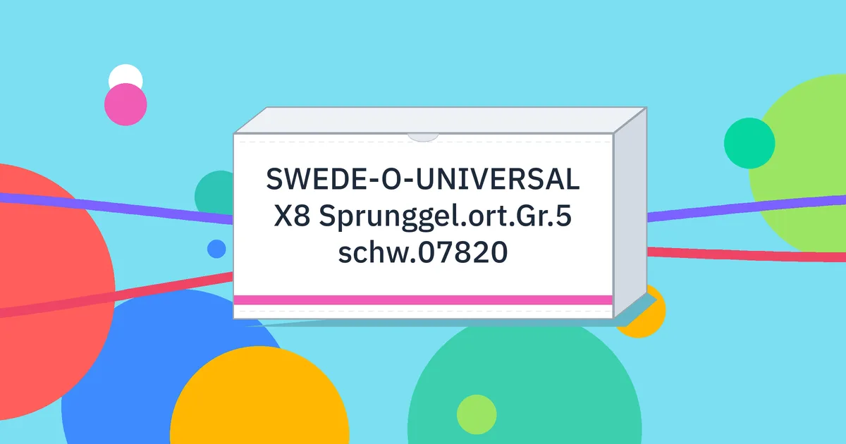 Symbolbild: Packung mit der Aufschrift SWEDE-O-UNIVERSAL X8 Sprunggel.ort.Gr.5 schw.07820 (PZN 07224599) – Verfügbarkeit und Bezug in Apotheken in Frankfurt am Main