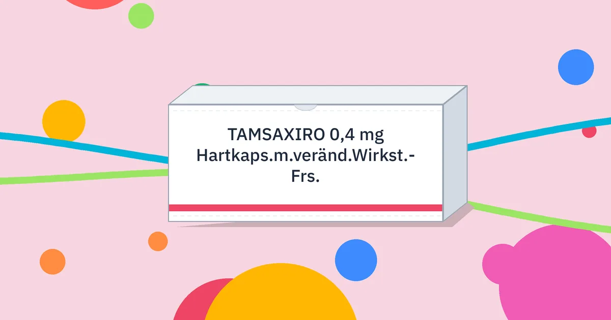 Symbolbild: Packung mit der Aufschrift TAMSAXIRO 0,4 mg Hartkaps.m.veränd.Wirkst.-Frs. (PZN 19551990) – Verfügbarkeit und Bezug in Apotheken in Frankfurt am Main