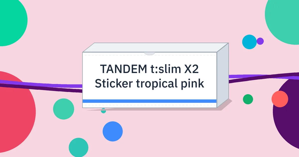 Symbolbild: Packung mit der Aufschrift TANDEM t:slim X2 Sticker tropical pink (PZN 19862862) – Verfügbarkeit und Bezug in Apotheken in Frankfurt am Main