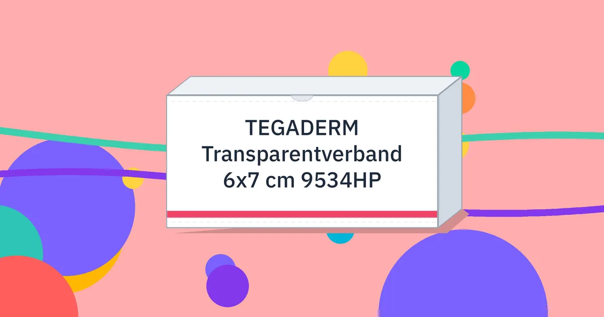 Symbolbild: Packung mit der Aufschrift TEGADERM Transparentverband 6x7 cm 9534HP (PZN 03106489) – Verfügbarkeit und Bezug in Apotheken in Frankfurt am Main