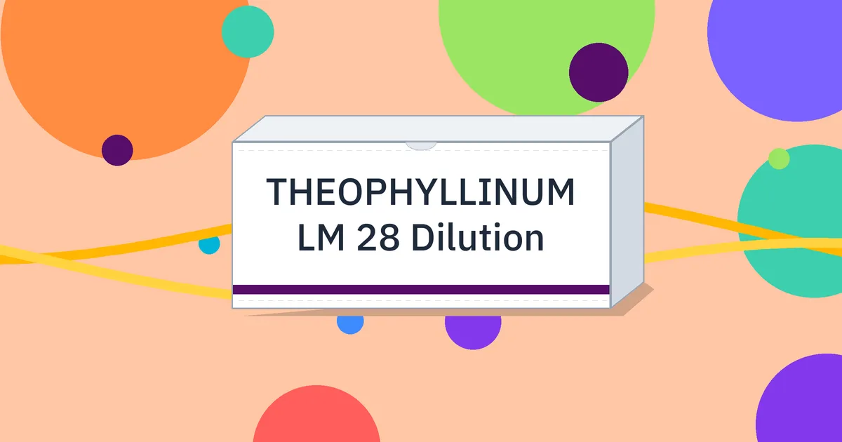 Symbolbild: Packung mit der Aufschrift THEOPHYLLINUM LM 28 Dilution (PZN 13220424) – Verfügbarkeit und Bezug in Apotheken in Frankfurt am Main