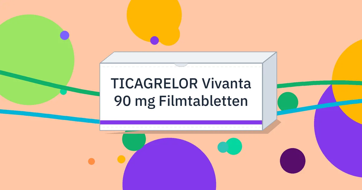 Symbolbild: Packung mit der Aufschrift TICAGRELOR Vivanta 90 mg Filmtabletten (PZN 19822940) – Verfügbarkeit und Bezug in Apotheken in Frankfurt am Main