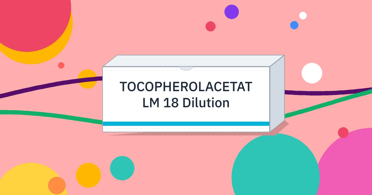 Symbolbild: Packung mit der Aufschrift TOCOPHEROLACETAT LM 18 Dilution (PZN 13224847) – Verfügbarkeit und Bezug in Apotheken in Frankfurt am Main