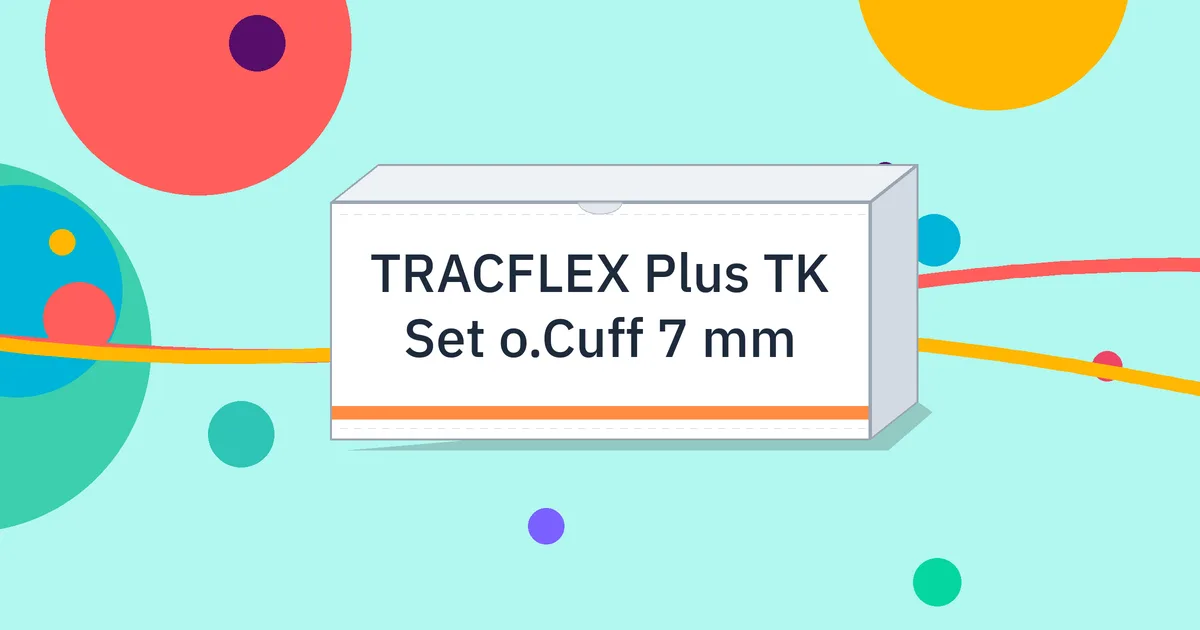 Symbolbild: Packung mit der Aufschrift TRACFLEX Plus TK Set o.Cuff 7 mm (PZN 05538626) – Verfügbarkeit und Bezug in Apotheken in Frankfurt am Main