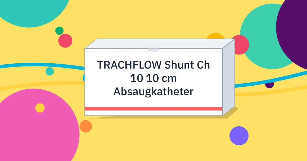 Symbolbild: Packung mit der Aufschrift TRACHFLOW Shunt Ch 10 10 cm Absaugkatheter (PZN 15236530) – Verfügbarkeit und Bezug in Apotheken in Frankfurt am Main