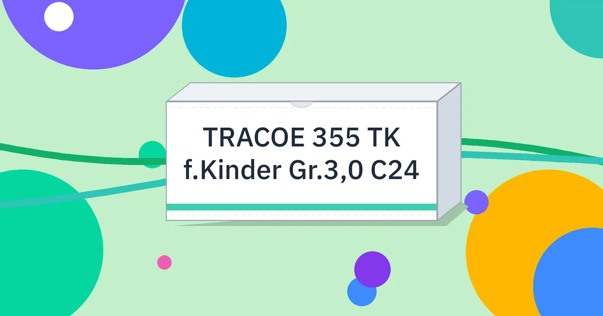 Symbolbild: Packung mit der Aufschrift TRACOE 355 TK f.Kinder Gr.3,0 C24 (PZN 11643787) – Verfügbarkeit und Bezug in Apotheken in Frankfurt am Main
