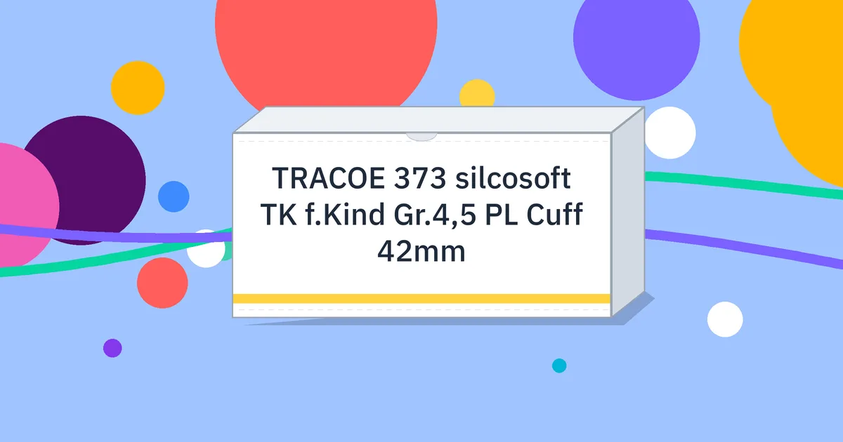 Symbolbild: Packung mit der Aufschrift TRACOE 373 silcosoft TK f.Kind Gr.4,5 PL Cuff 42mm (PZN 14317315) – Verfügbarkeit und Bezug in Apotheken in Frankfurt am Main