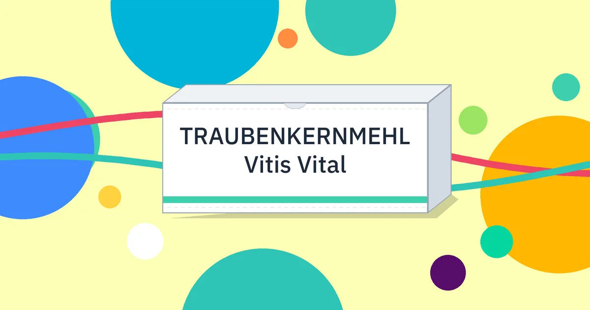 Symbolbild: Packung mit der Aufschrift TRAUBENKERNMEHL Vitis Vital (PZN 09648642) – Verfügbarkeit und Bezug in Apotheken in Frankfurt am Main
