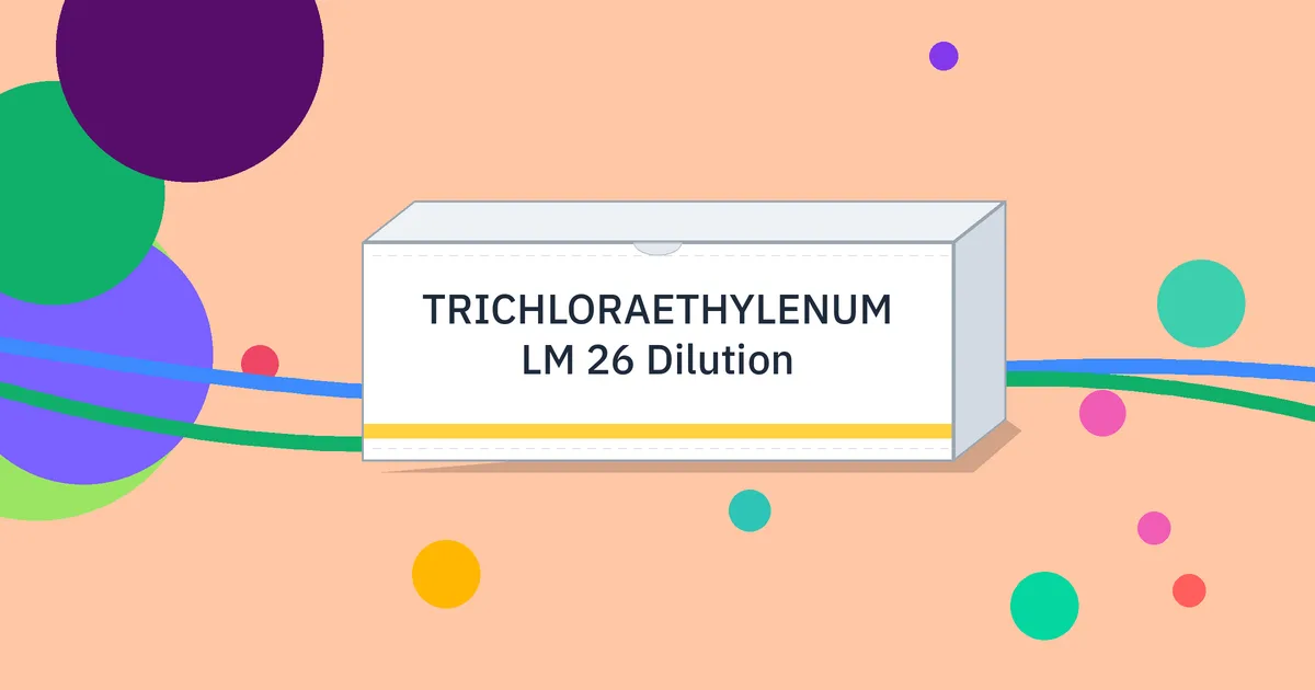 Symbolbild: Packung mit der Aufschrift TRICHLORAETHYLENUM LM 26 Dilution (PZN 13692198) – Verfügbarkeit und Bezug in Apotheken in Frankfurt am Main