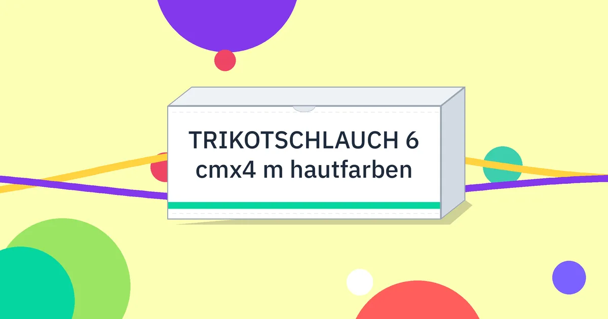 Symbolbild: Packung mit der Aufschrift TRIKOTSCHLAUCH 6 cmx4 m hautfarben (PZN 01721121) – Verfügbarkeit und Bezug in Apotheken in Frankfurt am Main