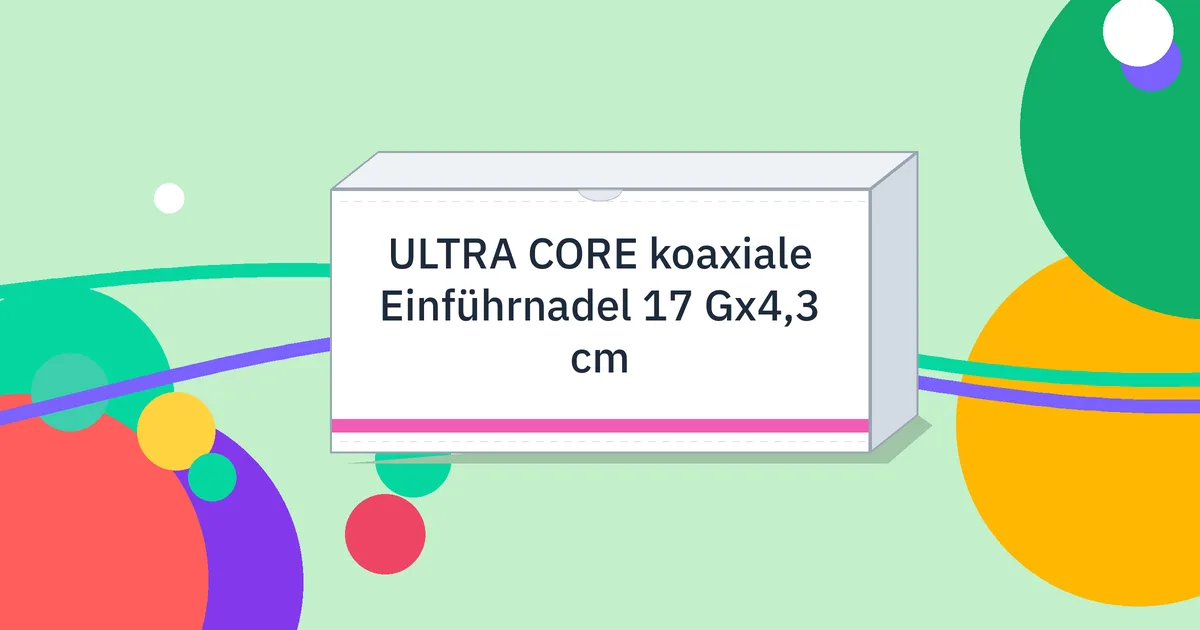 Symbolbild: Packung mit der Aufschrift ULTRA CORE koaxiale Einführnadel 17 Gx4,3 cm (PZN 06770377) – Verfügbarkeit und Bezug in Apotheken in Frankfurt am Main